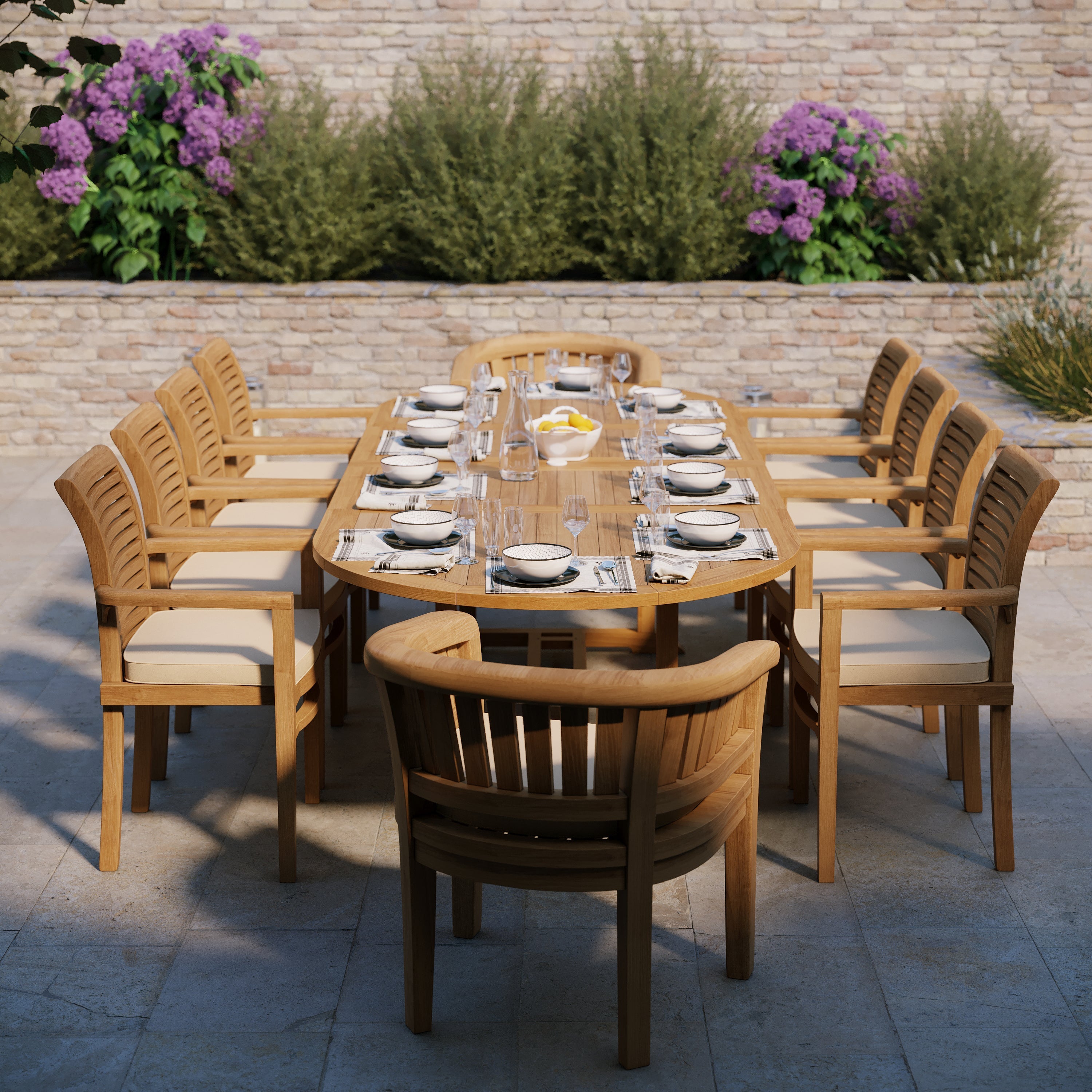 Teak Garden Furniture Oval 200-300cm Extending Table 4cm Top (8 ...